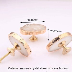 White Quartz Crystal Slice Drawer Pull/raw Crystal Cabinet Handle/crystal Furniture Hardware ...