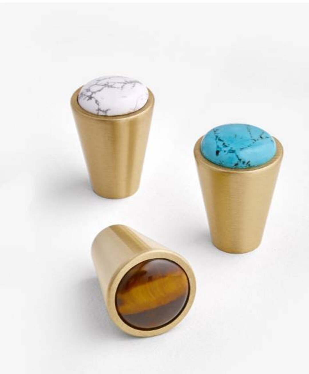 Cone Shaped Semi Precious Stone and Brass Drawer - Etsy