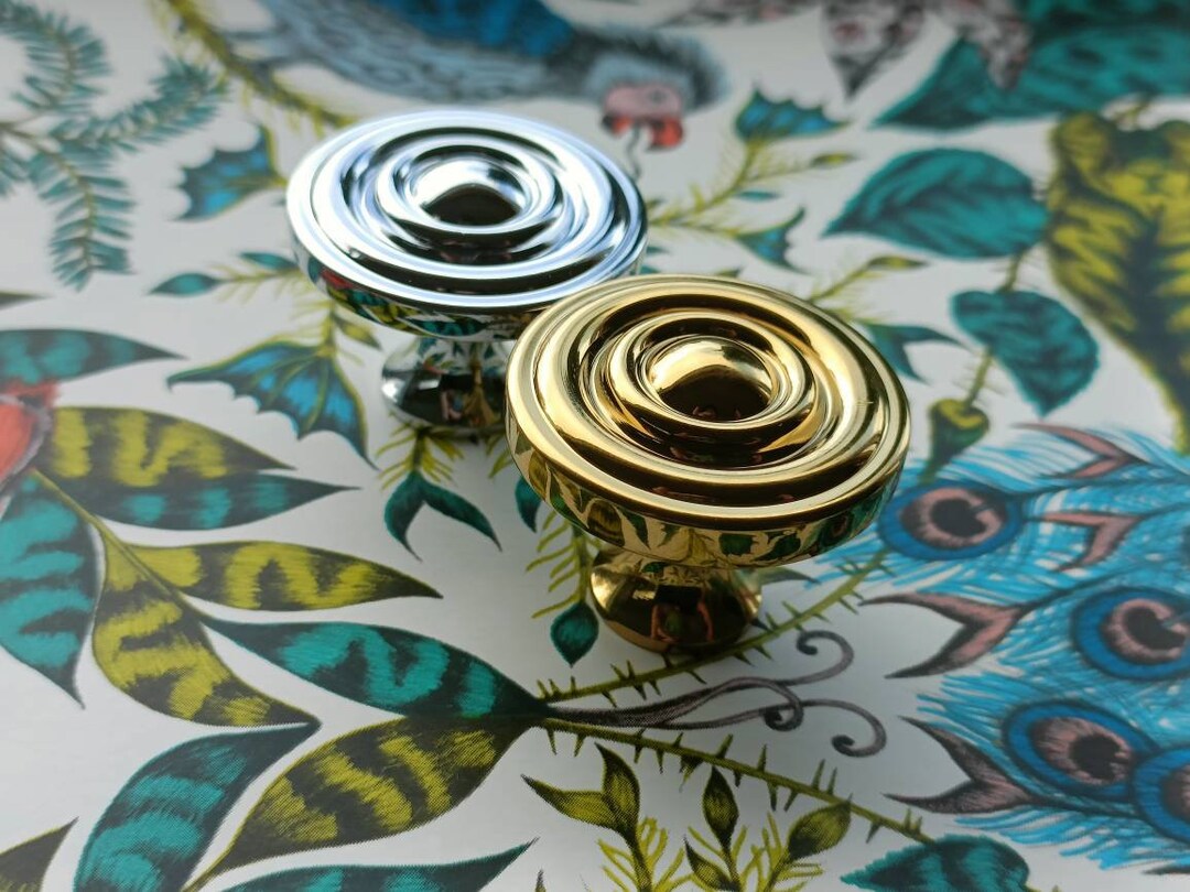 Shiny Circle Brass Button Door Handle/round Gold or Silver Cabinet Pull/metal Furniture Hardware ...