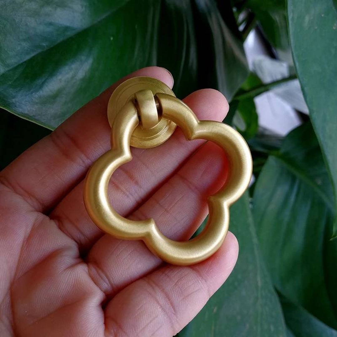 Gold Brass Clover Shaped Drop Drawer Pull/gold Brass Gothic Style ...