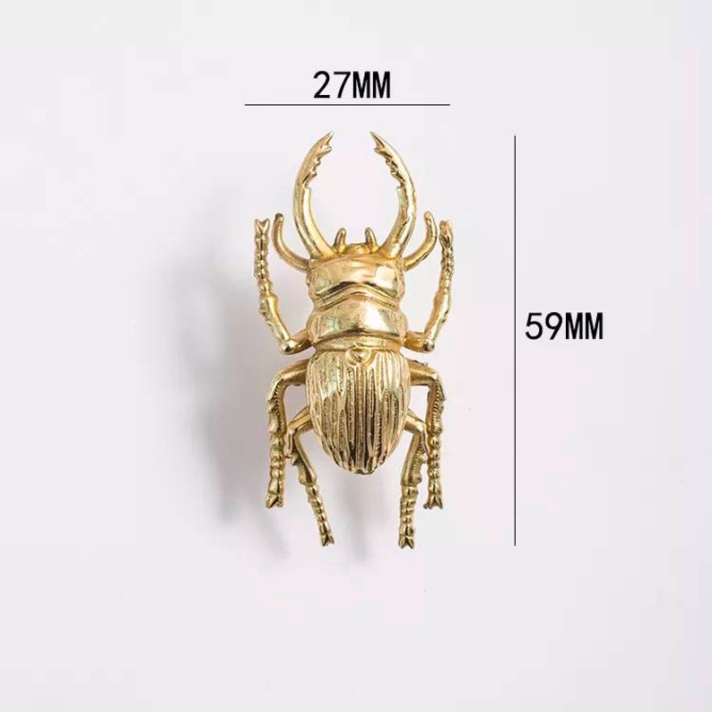 Gold Stag Beetle Knob/bug Shaped Cabinet Drawer Pull/insect - Etsy