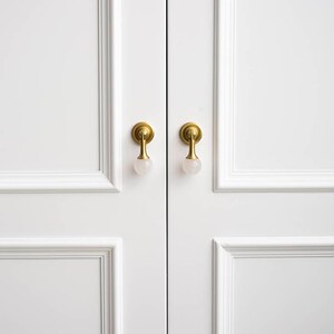 Gold Stone Ball Drop Handle in Rose Quartz, White Quartz and Marble ...