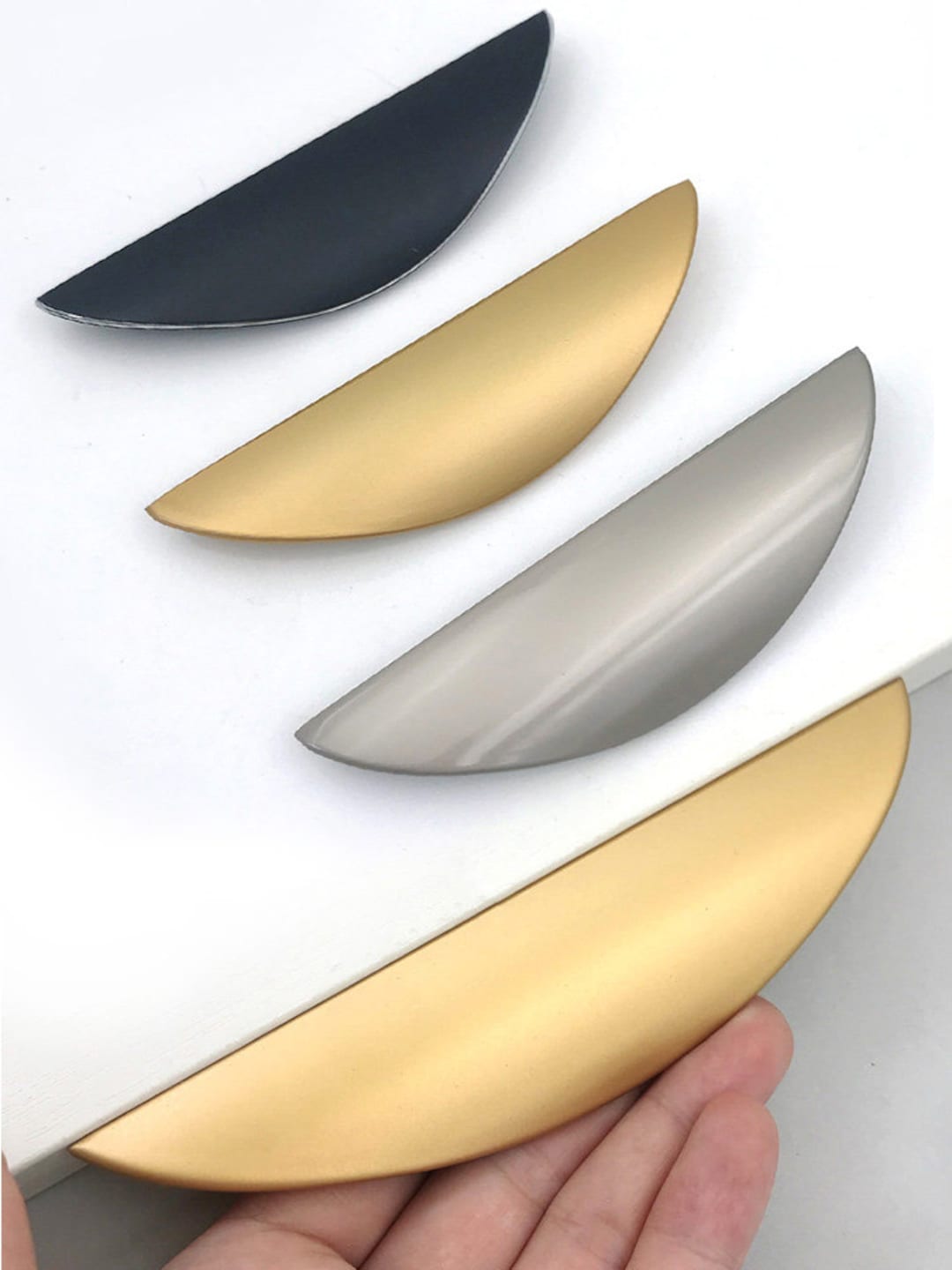 Curved Lip Gold Silver or Black Cabinet Pull Door Handle Door - Etsy