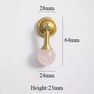 Gold Stone Ball Drop Handle in Rose Quartz, White Quartz and Marble ...