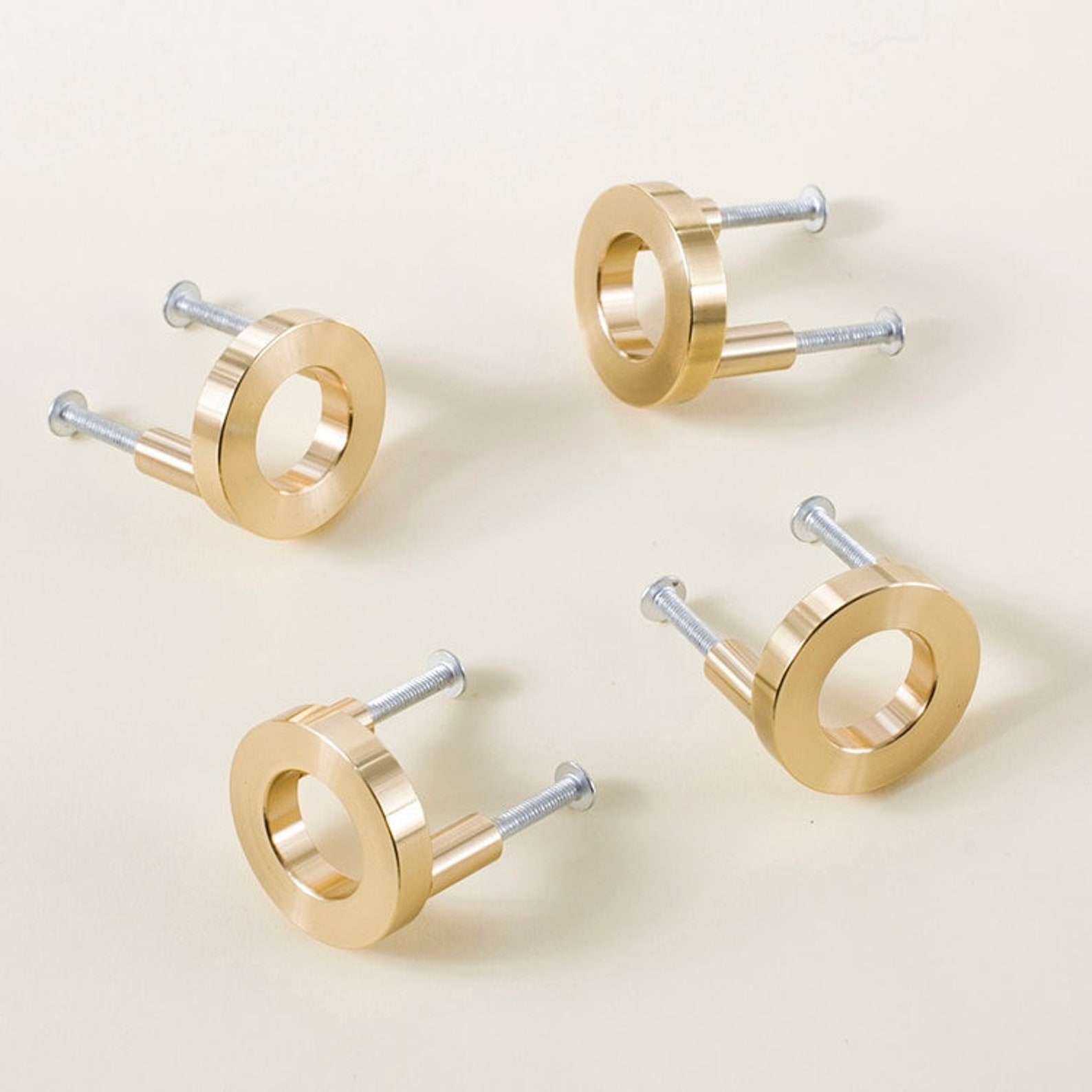 Gold Brass Circle Cabinet Handle/o Shaped Door Handle/small - Etsy