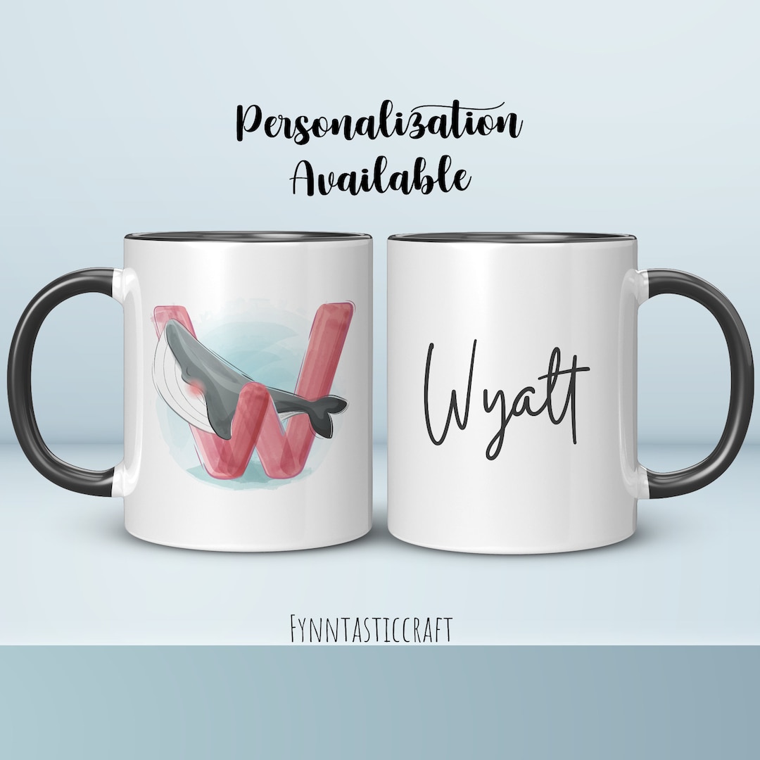Personalized Kids Cup, Whale Mug, Cute Alphabet Mug, Letter W Mug for ...