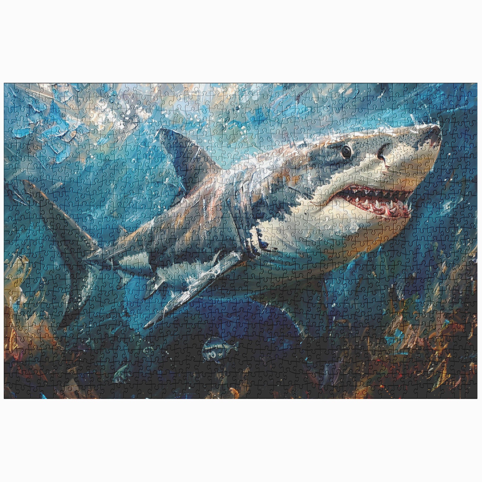 1,000 Piece Jigsaw Puzzle for Adults: Colorful Shark in the Sea, Oil ...