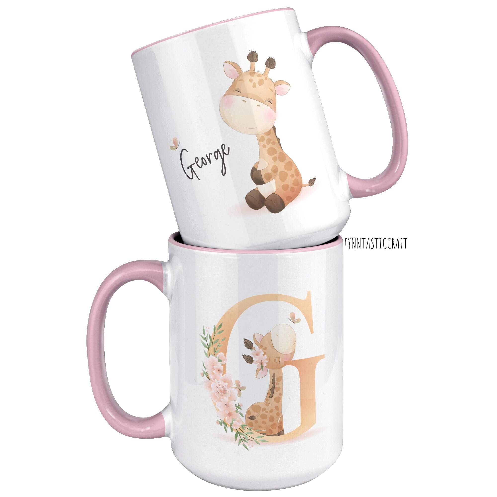 Personalized kids Cup Giraffe mug Cute Alphabet Mug Letter | Etsy