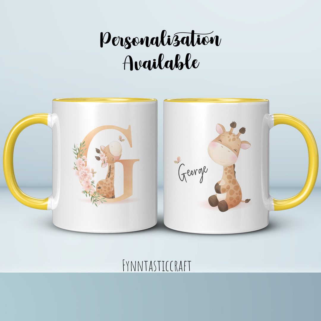 Personalized Kids Cup, Giraffe Mug, Cute Alphabet Mug, Letter G Mug for ...
