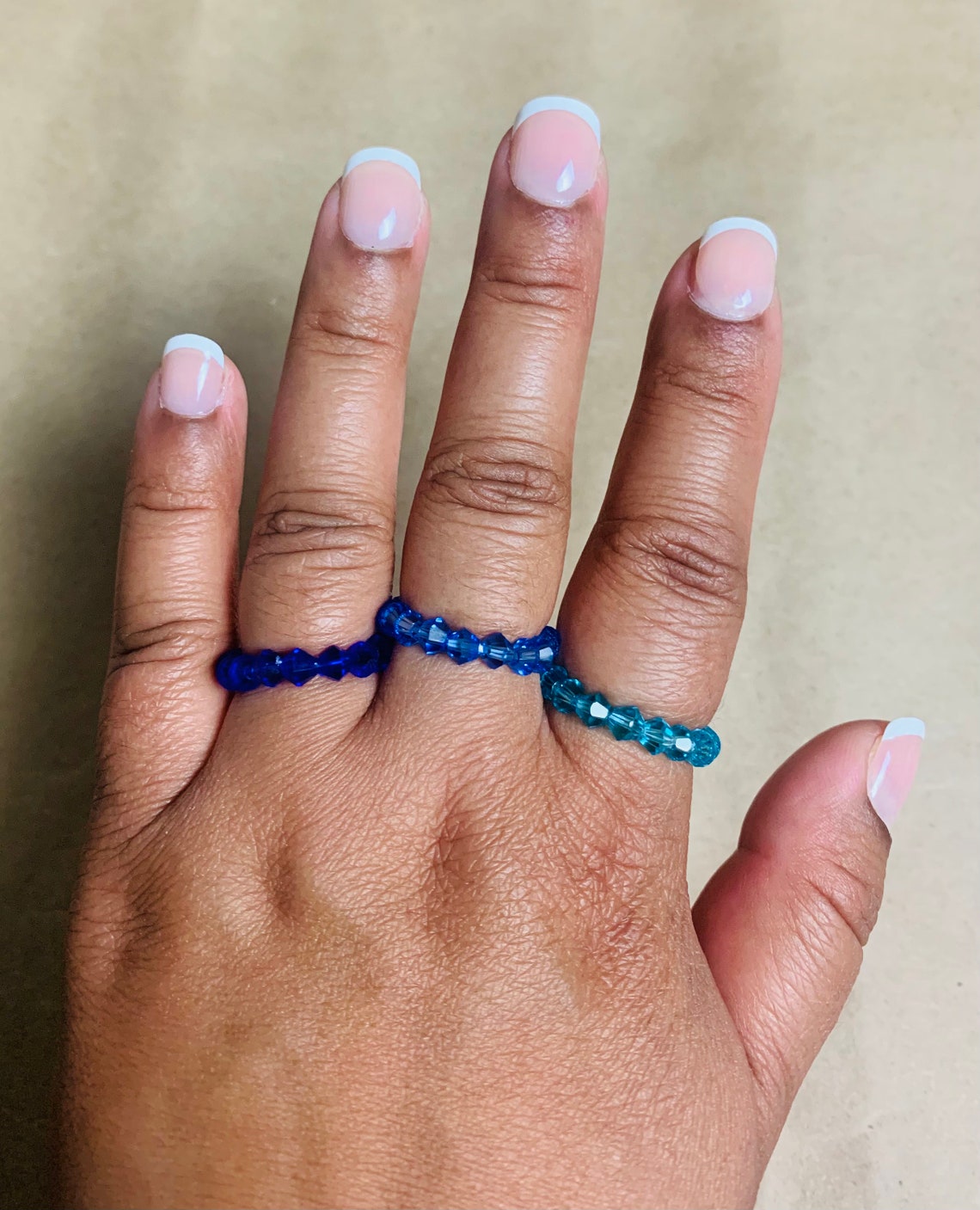 Bead Ring Set of 15 Crystal look Bicone Bead Rings stretchy | Etsy