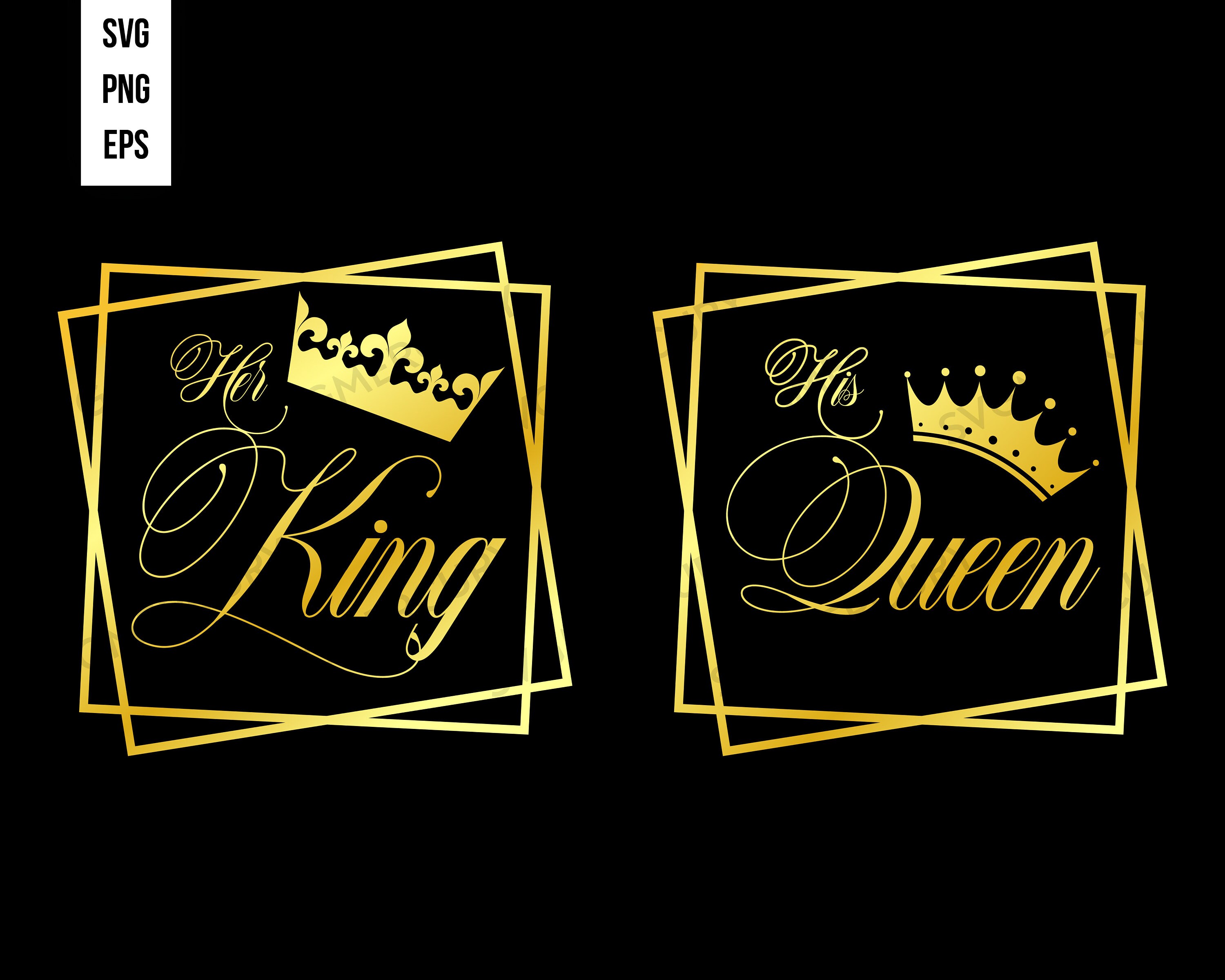 Her King His Queen svg Her King Square Svg His Queen Square | Etsy