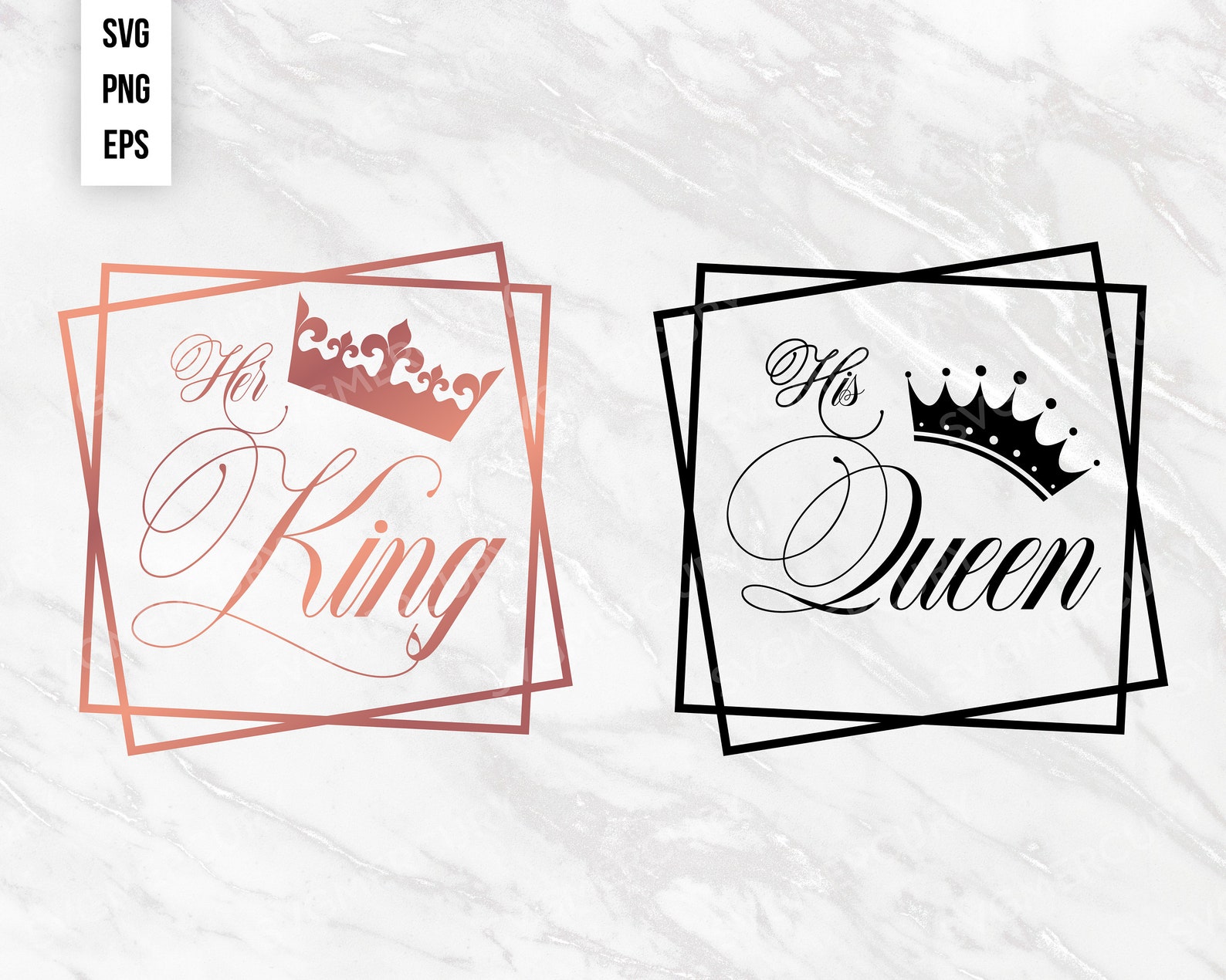 Her King His Queen Svg Her King Square Svg His Queen Square - Etsy