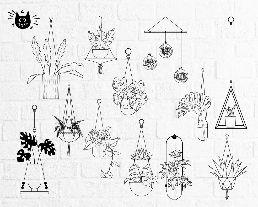 Hanging Plants Bundle Svg, SVG PNG and EPS, Clipart Design Element ...