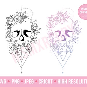Floral Skull Head Svg - Death Love Dead Head, Halloween, Gothic ...