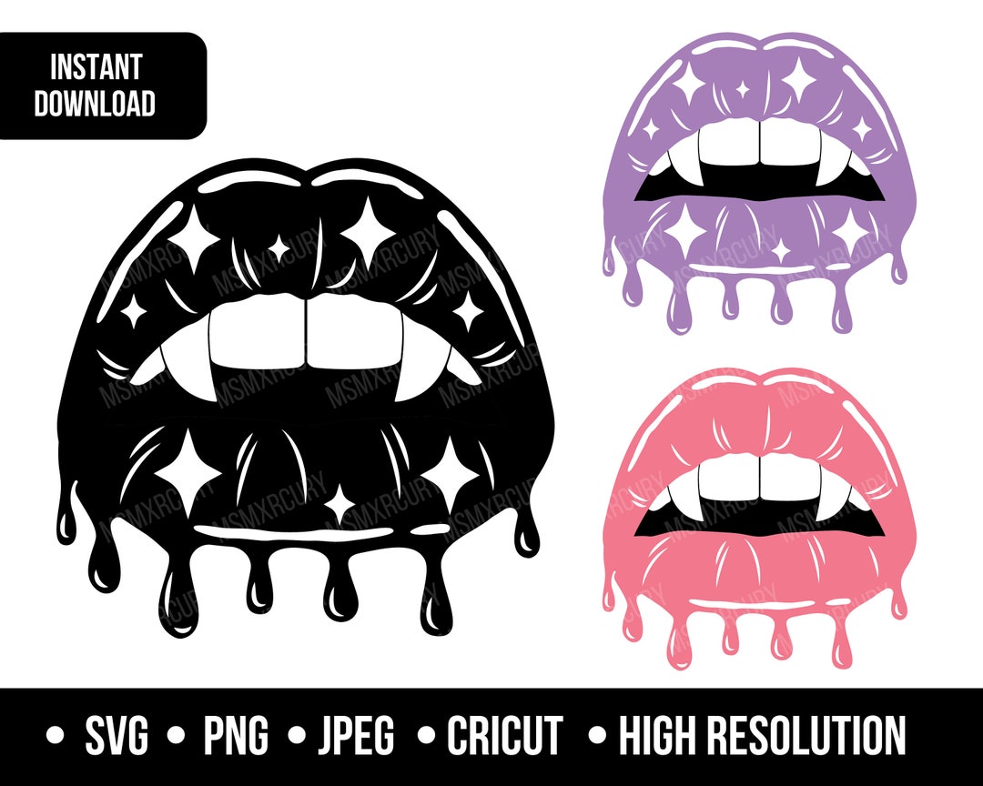 Vampire Bloody Lips - Dripping Lips, Sexy Lips, Svg Png Jpeg, Clipart ...