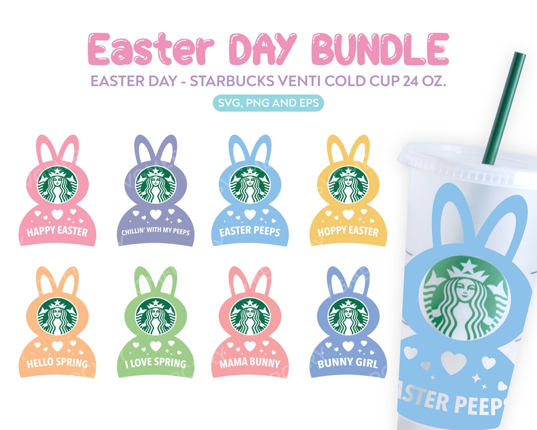 Easter Day Starbucks Cup Svg, 8 Bunnies Ring Bundle, for Starbucks ...