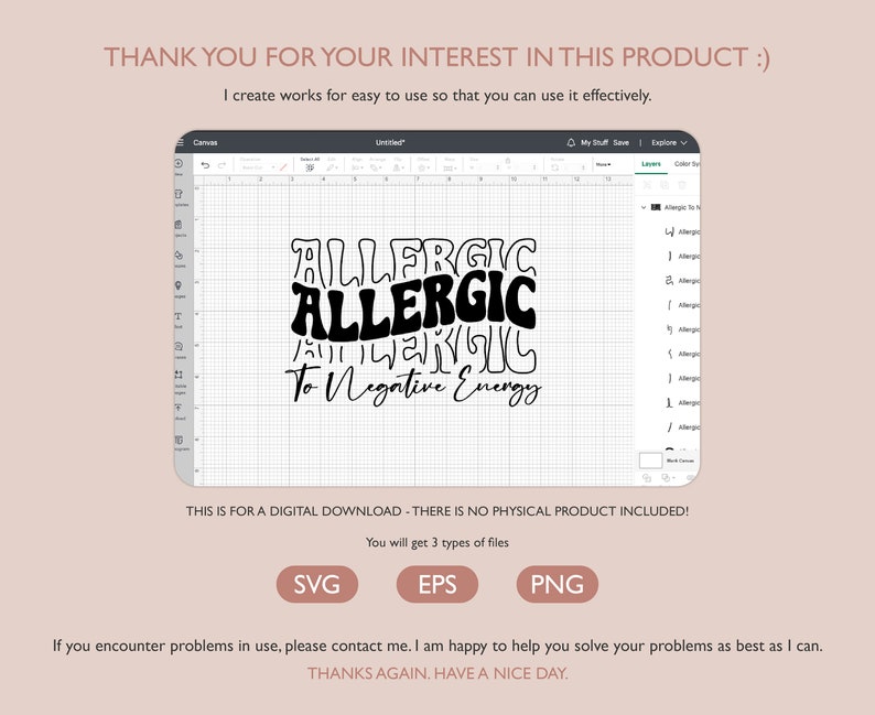 Allergic to Negative Energy Svg, SVG PNG and EPS, Clipart Design ...