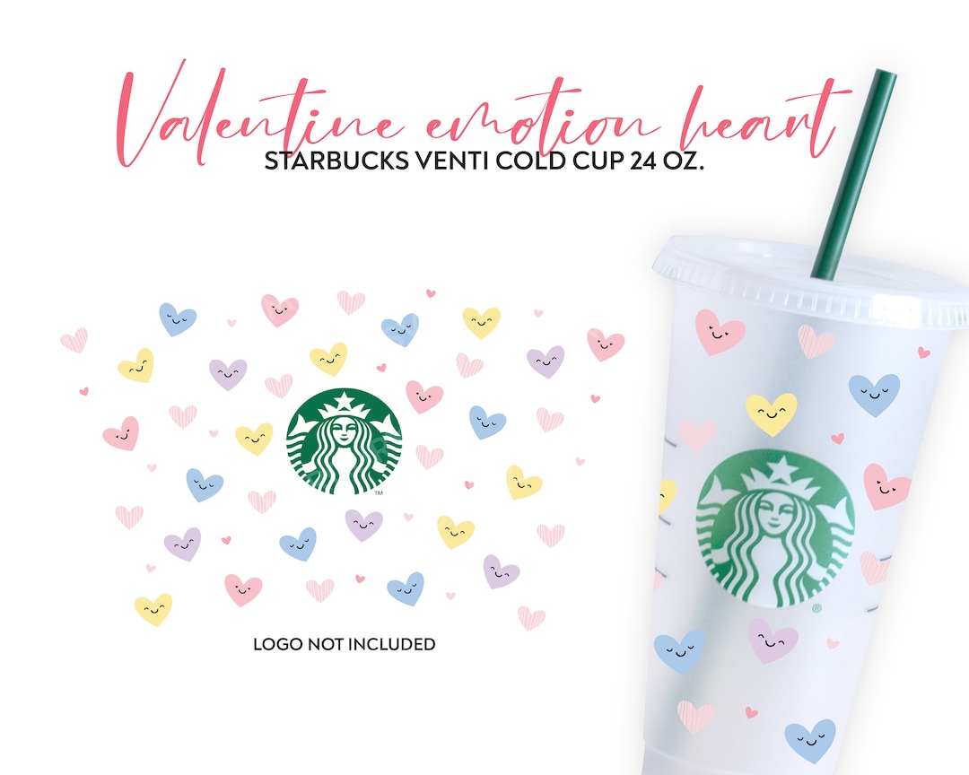 Valentine Emotion Heart Svg - for Starbucks Venti Cold Cup 24 Oz, Cut ...