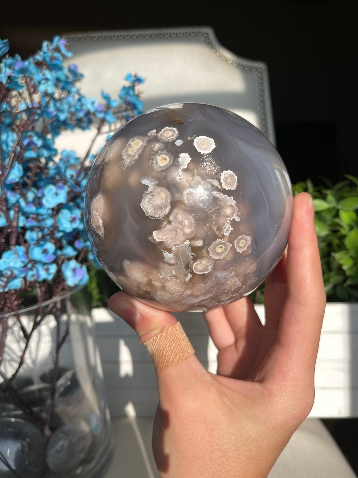 XXL Incredible Blue Flower Agate Sphere Huge Flower Agate - Etsy