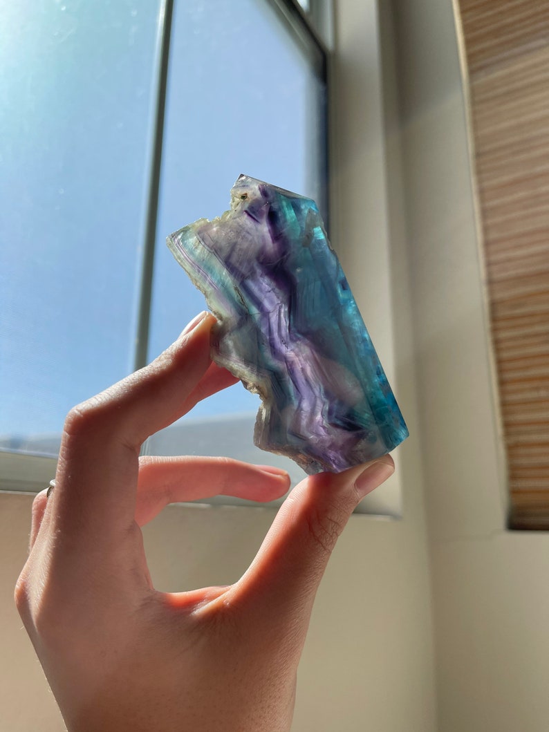 UNIQUE Green Blue Purple Fluorite Tower Partially Polished - Etsy