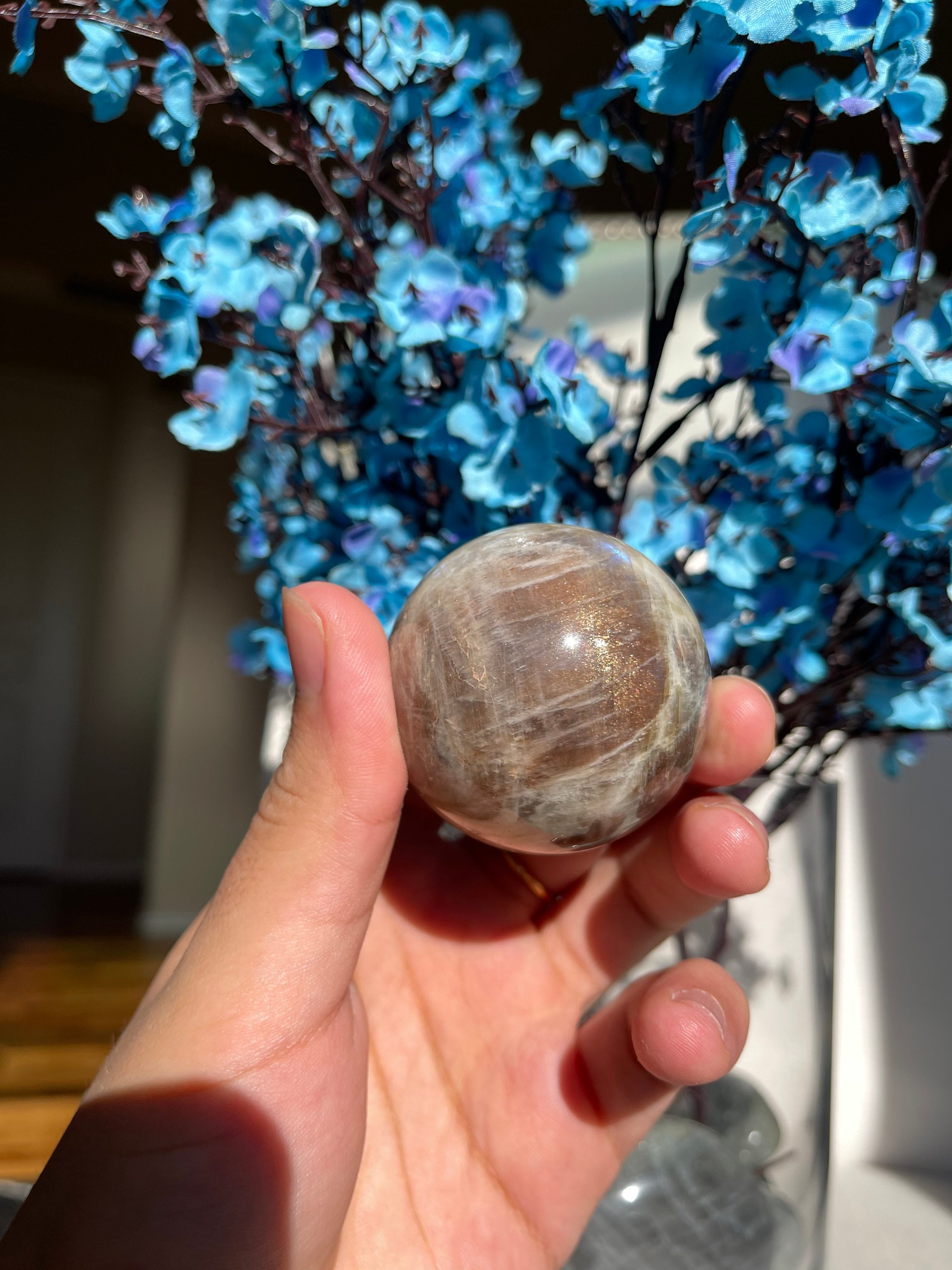 RARE Sunstone Moonstone Sphere With Purple Blue Flash Golden - Etsy
