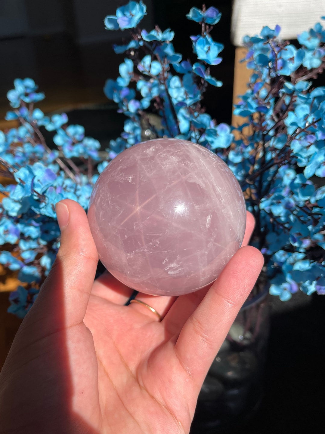 UNIQUE Lavender Lilac Star Rose Quartz Sphere With Intense Rainbows ...