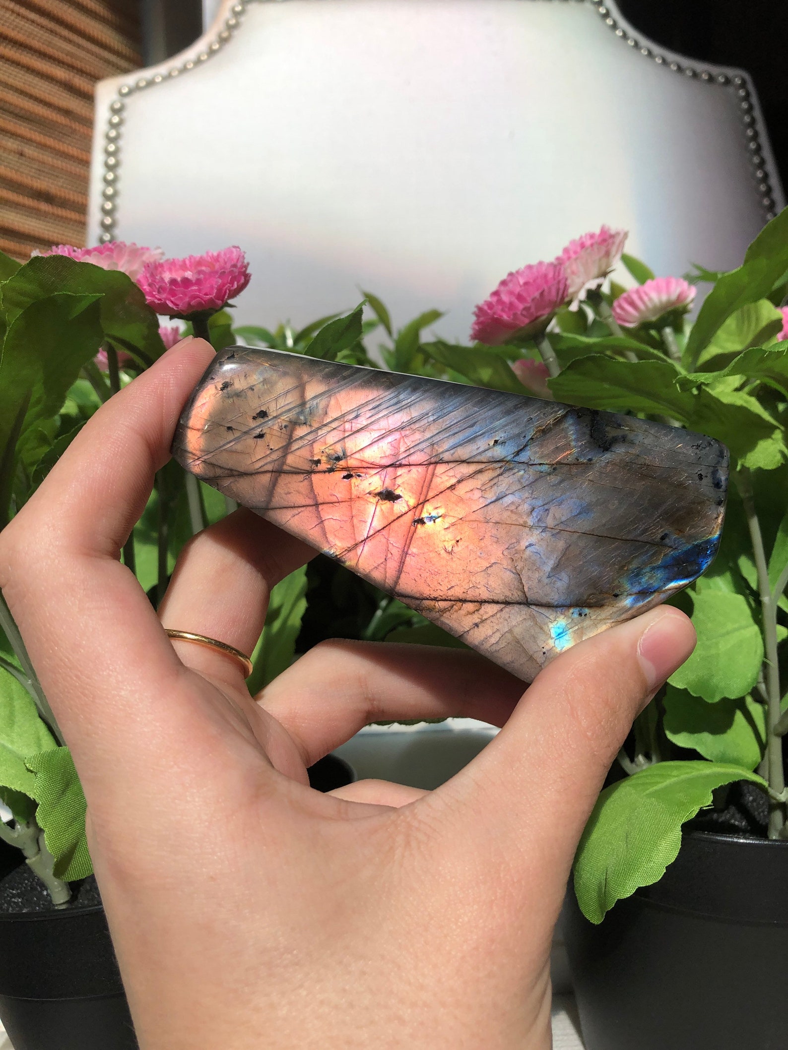 UNIQUE Pinky Peach Rainbow Flash Labradorite Freeform One of - Etsy