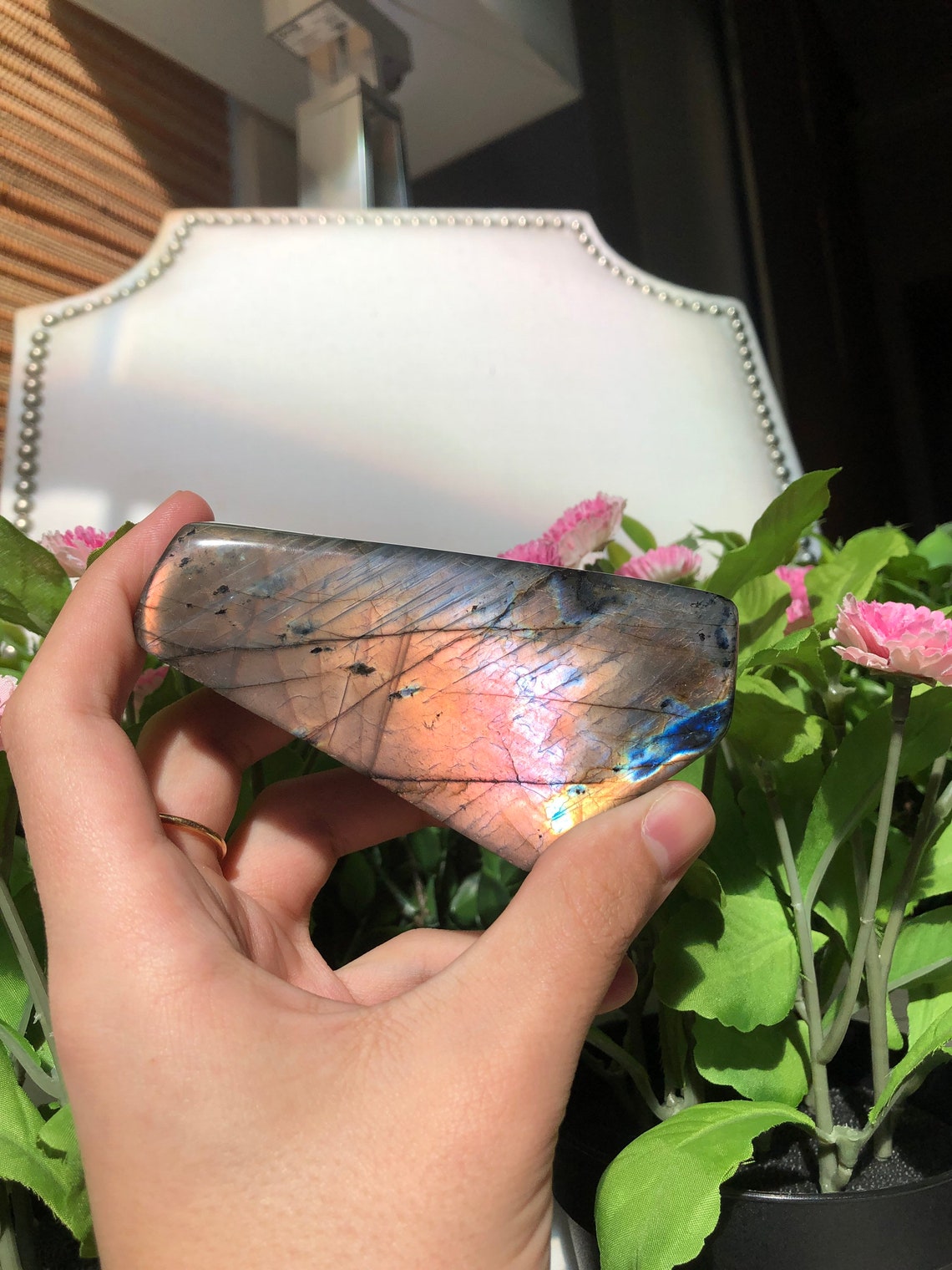 UNIQUE Pinky Peach Rainbow Flash Labradorite Freeform One of - Etsy