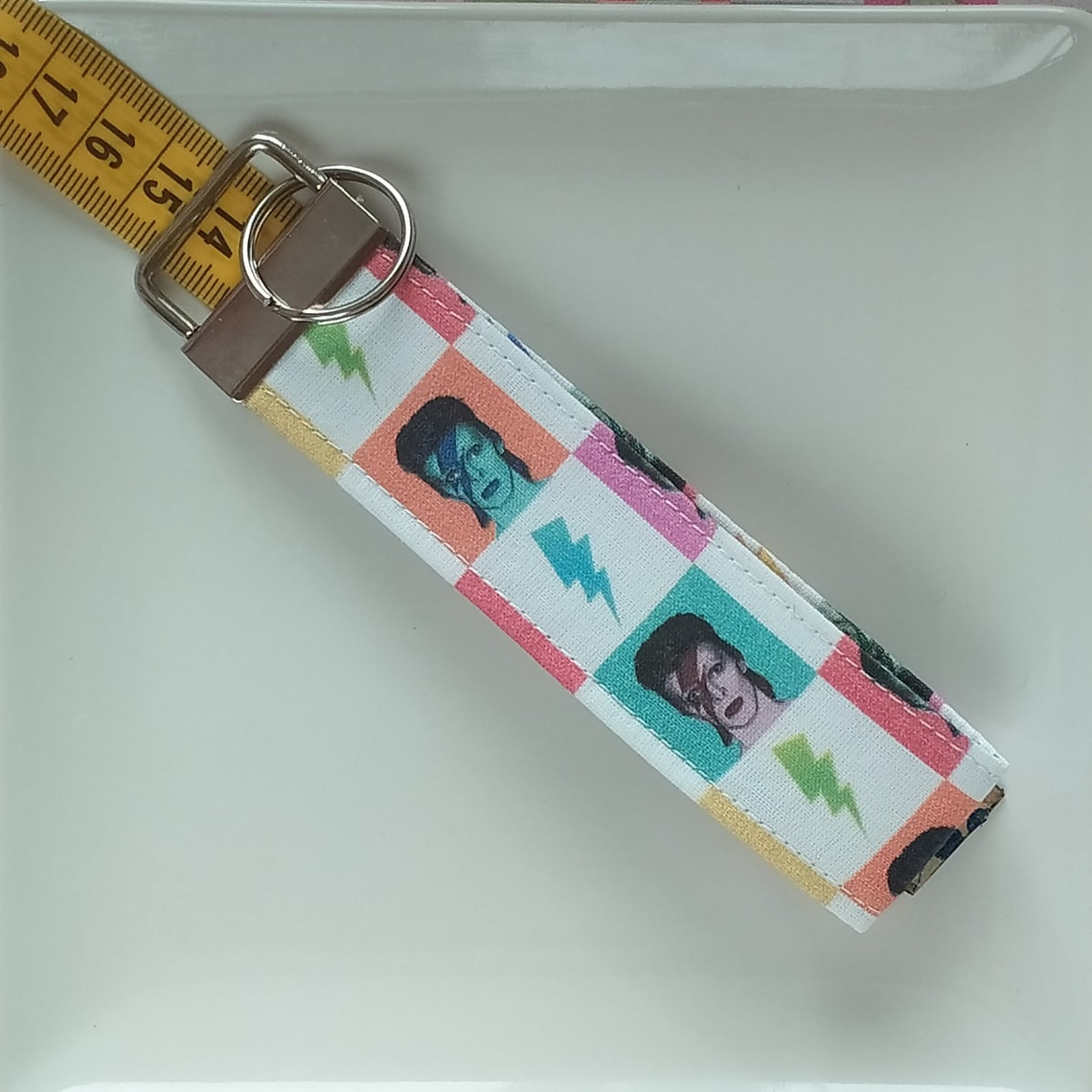 David Bowie Keychain. Wrist keychain with hoop. Fabric | Etsy