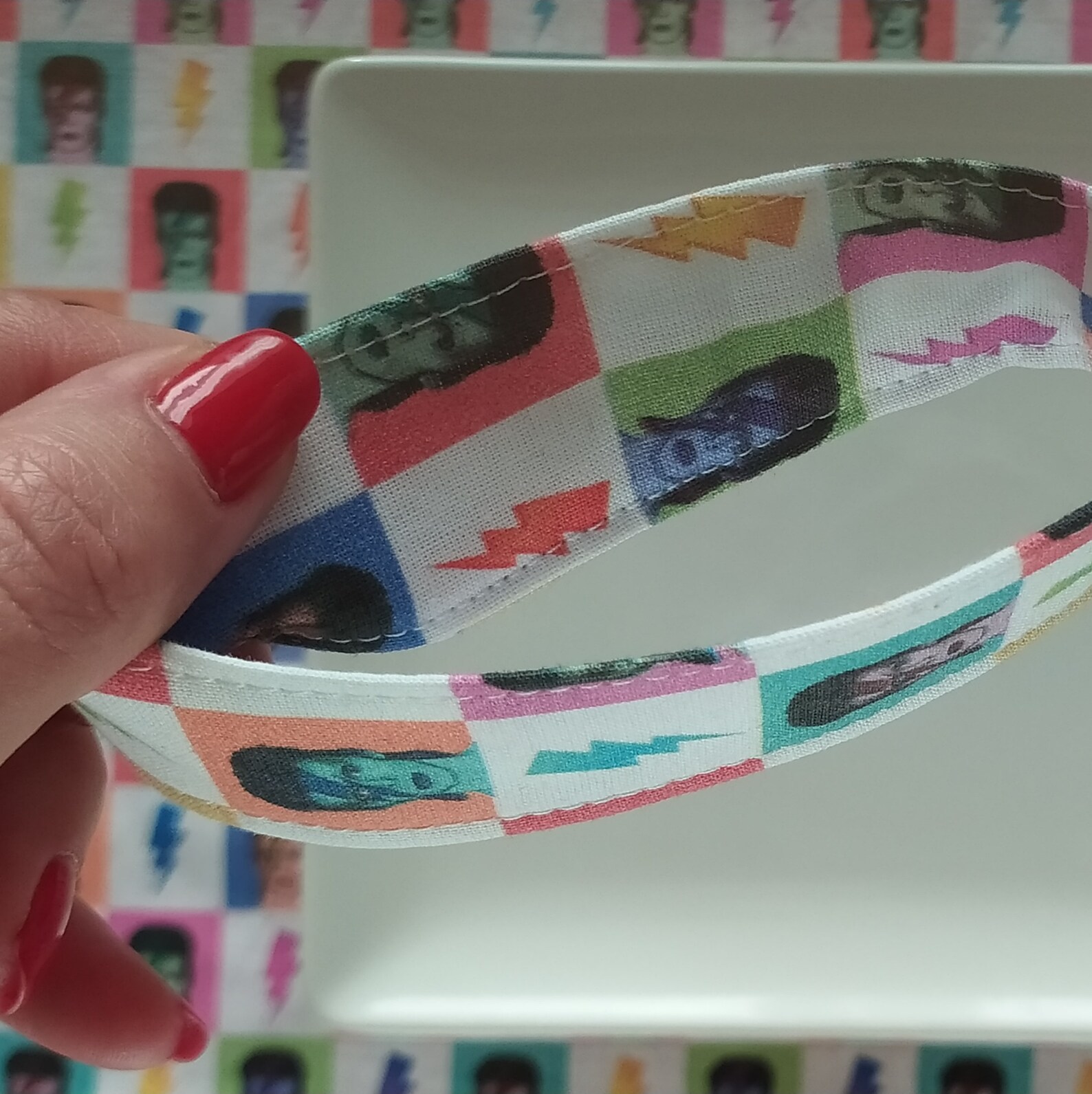 David Bowie Keychain. Wrist keychain with hoop. Fabric | Etsy