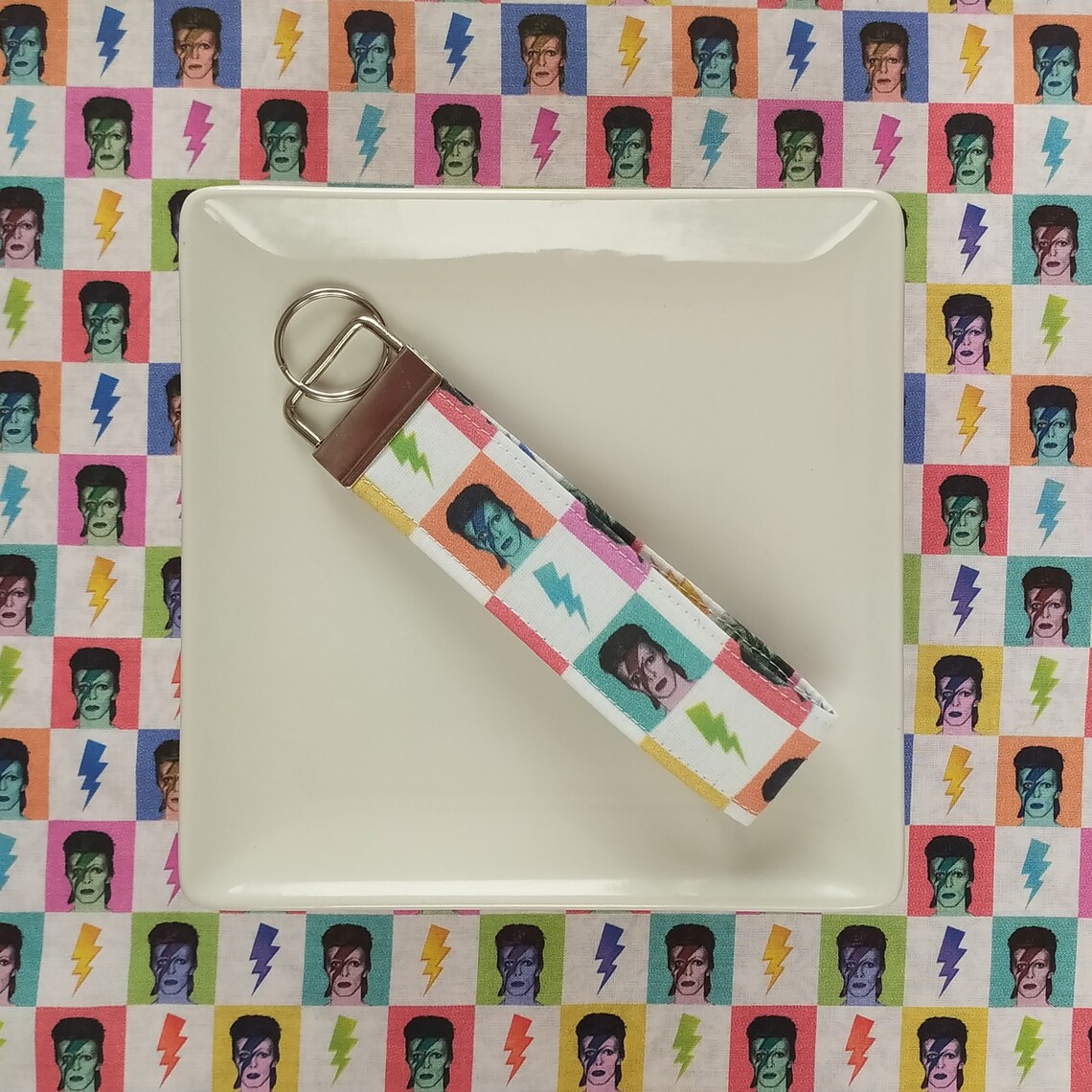 David Bowie Keychain. Wrist keychain with hoop. Fabric | Etsy