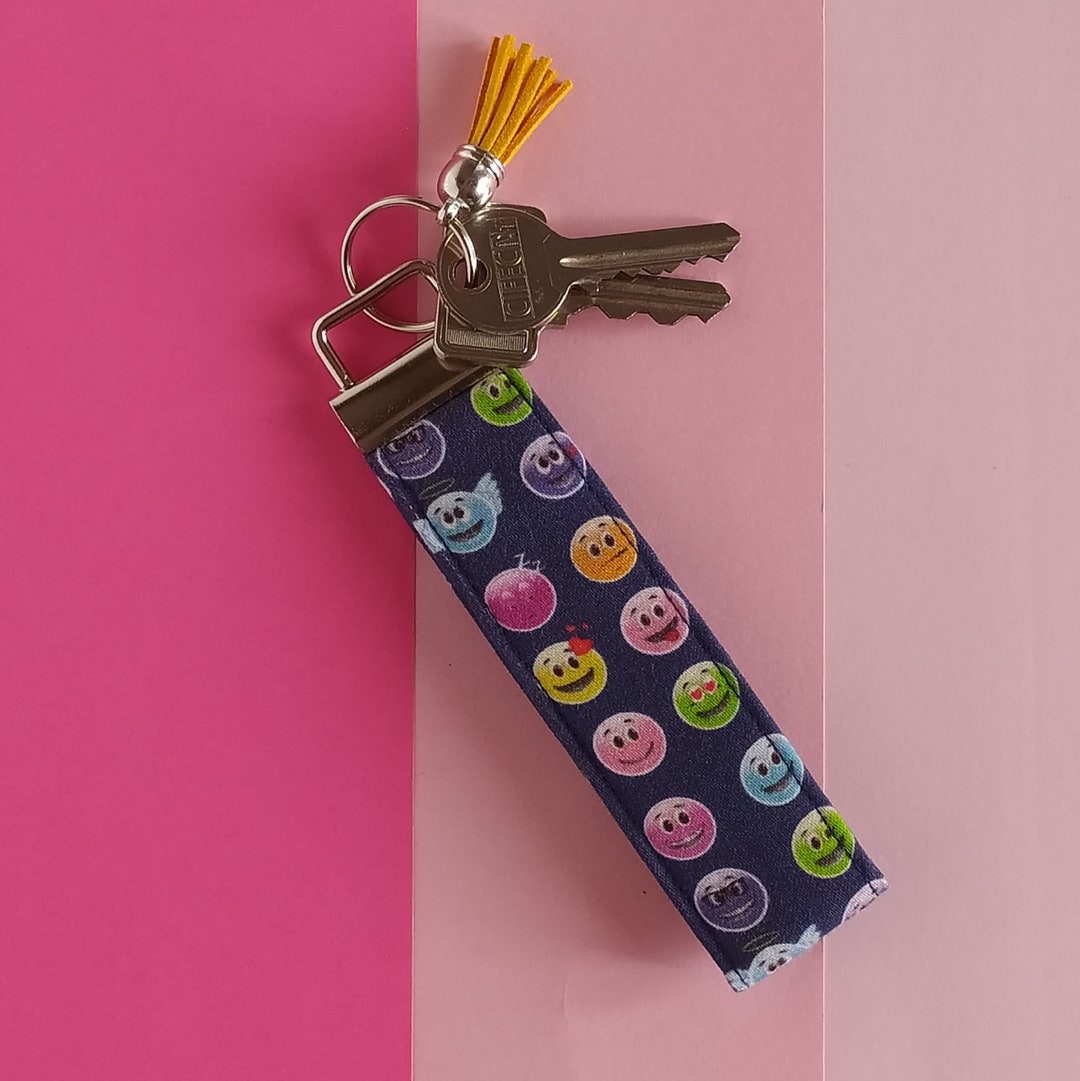 Smiley Bracelet Keychain. Smiling Faces Fabric Keychain. Happy Keychain ...