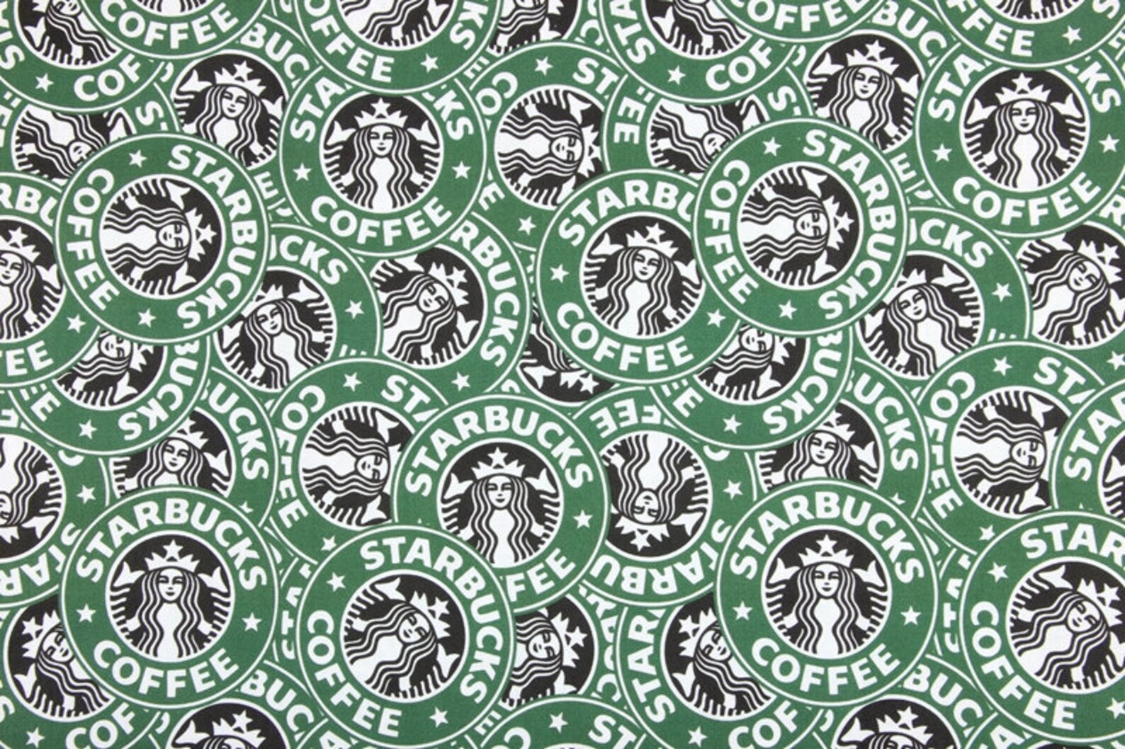Starbucks coffee pattern Fabric cartoon green Mermaid print | Etsy