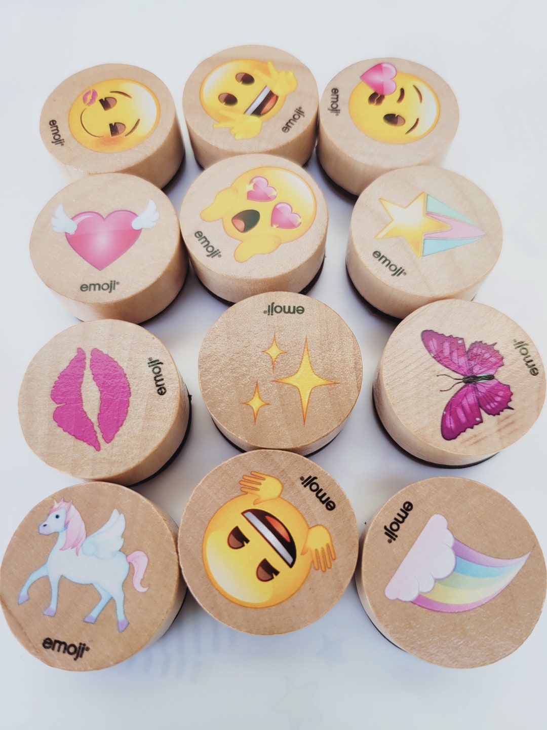 12 Emoji Wooden Stamps - Etsy