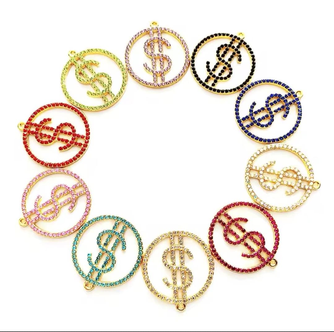 Gold| Silver| Rose Gold| Black| Rhinestone Bling Money Dollar Sign ...