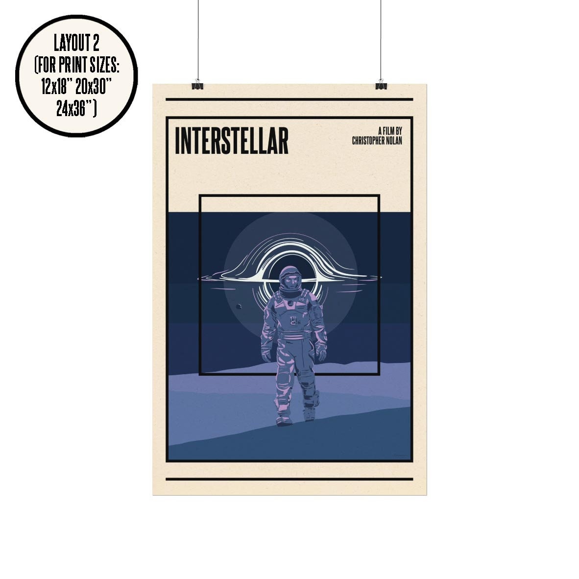 Interstellar Minimalist Film Poster | Vintage Retro Print | Wall Art ...