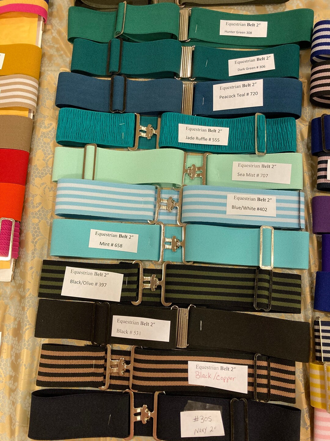 Equestrian Elastic Surcingle Belts " U SEW & U Save" 2" Inch Adjuster ...