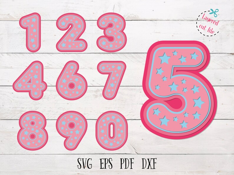 Layered Birthday Numbers SVG, DIY Party Decor, Numbers Cut File, Svg ...