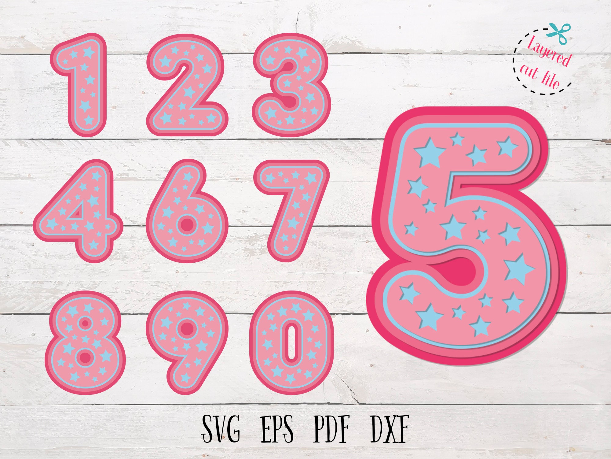 Layered Birthday Numbers SVG, DIY Party Decor, Numbers Cut File, Svg ...