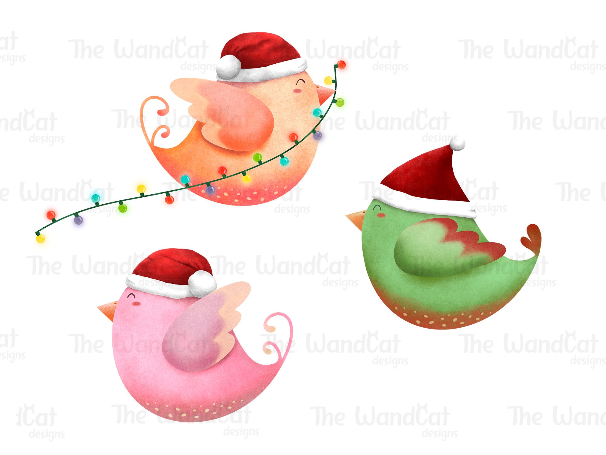 Christmas Clipart Christmas Birds Png Holiday Clip Art - Etsy