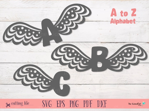 Winged Alphabet Svg Letters With Wings Svg Alphabet Cut - Etsy UK