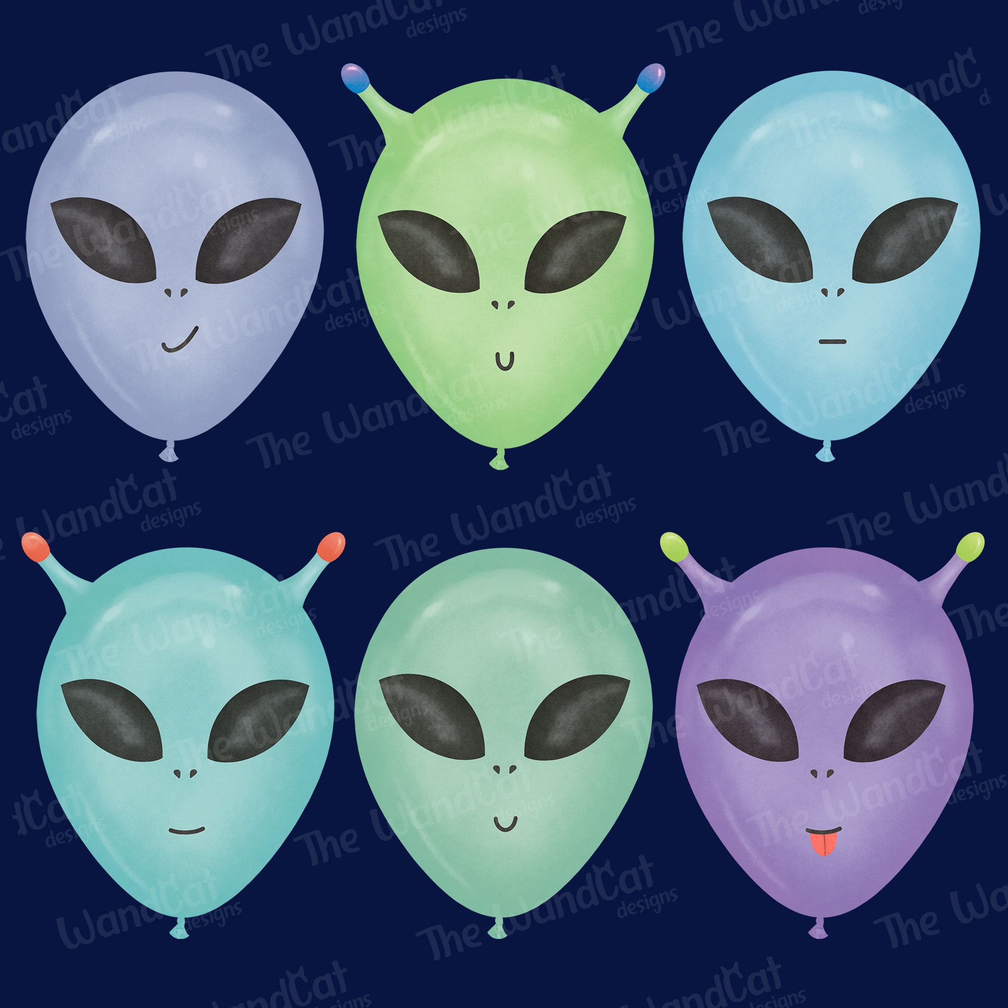 Alien Balloons Clipart Balloons Clipart Party Balloon | Etsy