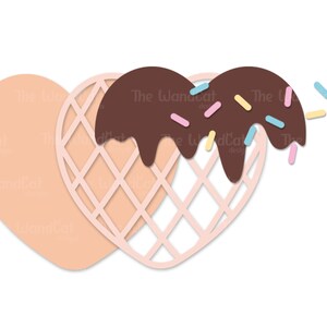 Valentine Heart Svg, Ice Cream Heart Svg, Summer Love Svg, Waffle Svg ...