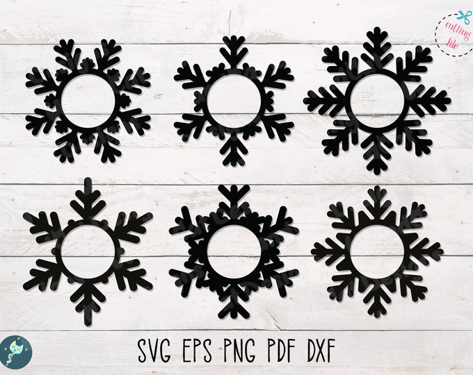 Snowflake Frame SVG, Christmas Ornament SVG, Snowflake SVG Cut File ...