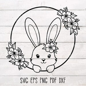Bunny SVG, Bunny in Floral Wreath SVG, Easter SVG Cut Files, Wreath Svg ...