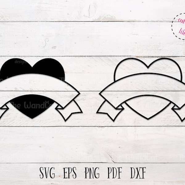 Ribbon Heart Svg - Etsy