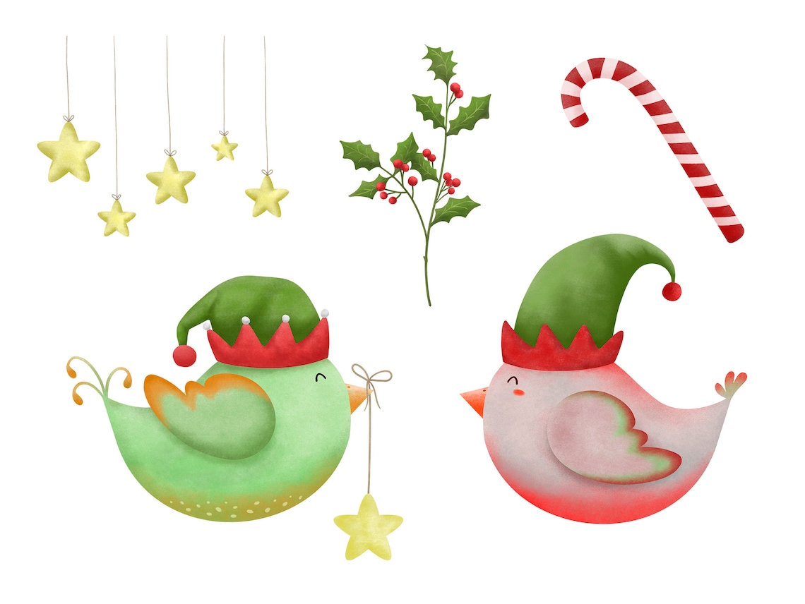 Christmas Clipart Christmas Birds Png Holiday Clip Art - Etsy
