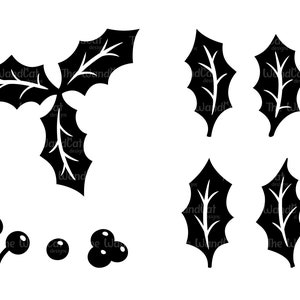 Holly Leaves Svg Cut File, Berries Holly Branch Svg, Christmas Holly ...