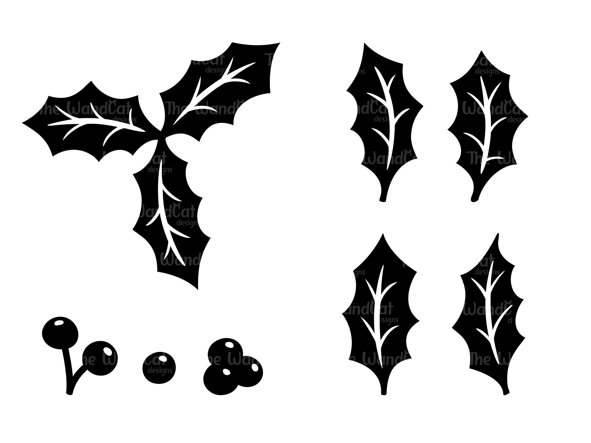 Holly Leaves Svg Cut File, Berries Holly Branch Svg, Christmas Holly ...