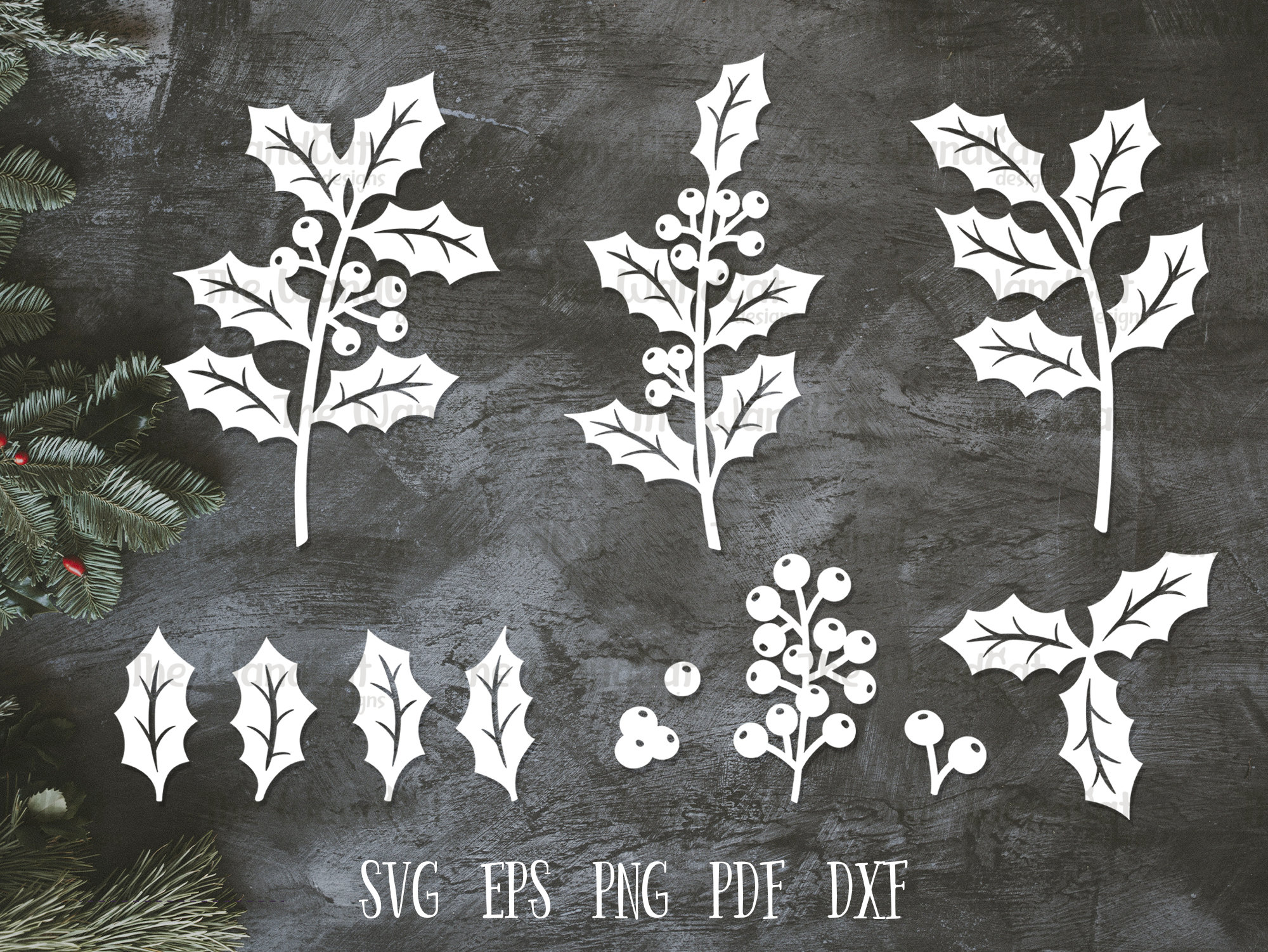 Holly Leaves Svg Cut File, Berries Holly Branch Svg, Christmas Holly ...
